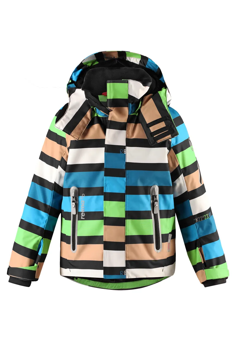 Reima Regor Kids Ski Jacket in Black/Blue/Green - The Ski Shop