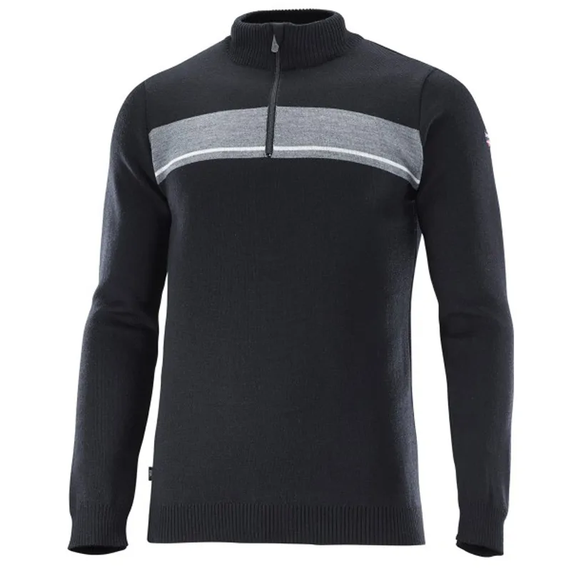 Henjl Lynx 1/2 Zip Merino Wool Mens Jumper In Black The Ski Shop