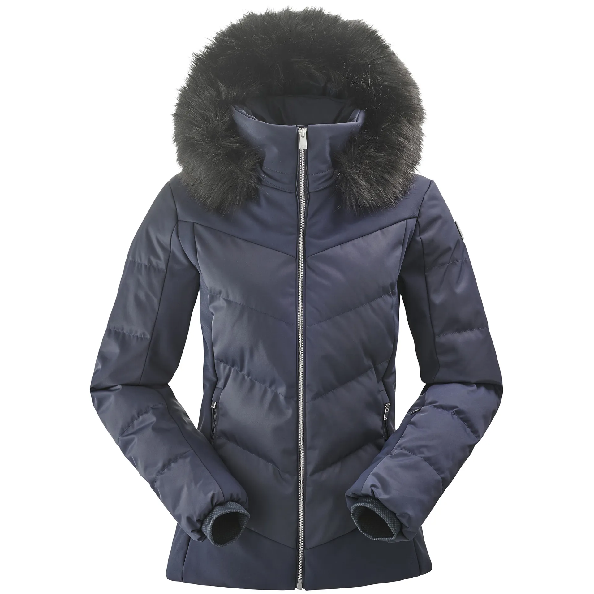 Eider Monterosa Womens Faux Fur Ski Jacket in Dark Night Blue