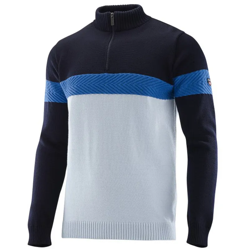Henjl Wayne 1/2 Zip Mens Merino Wool Jumper In Navy The Ski Shop